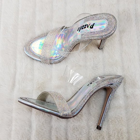Pazzle | Shoes | Lee Silver Rhinestone Slip On Double Strap Slip On ...